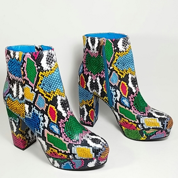 BAMBOO | Shoes | Nwob Multicolor Faux Snake Skin Platform Booties ...